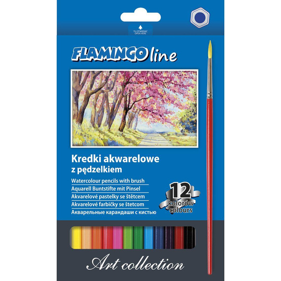 Kredki akwarelowe 12 kolorów + pędzelek Scholine | [123094] - sklepik ...